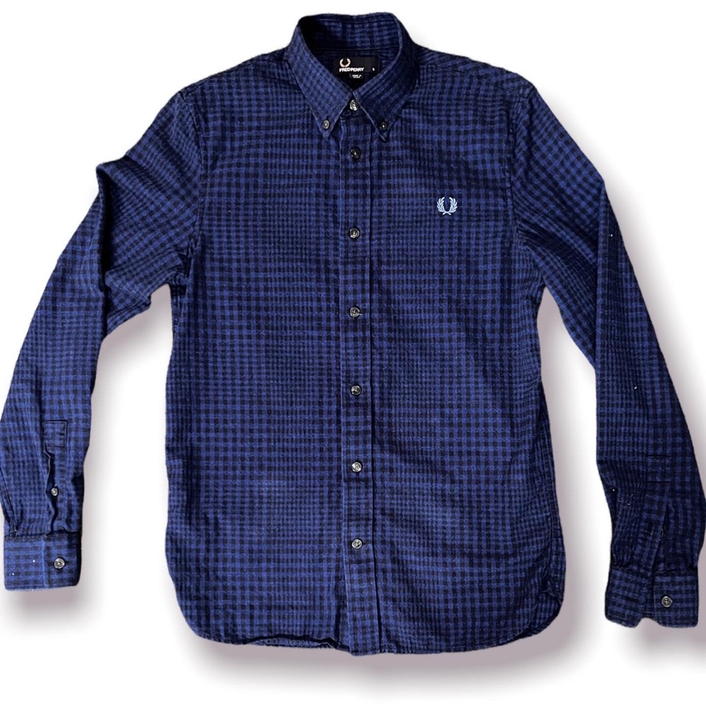 Fred Perry Blue And Black Checkered Button Down. - Gem